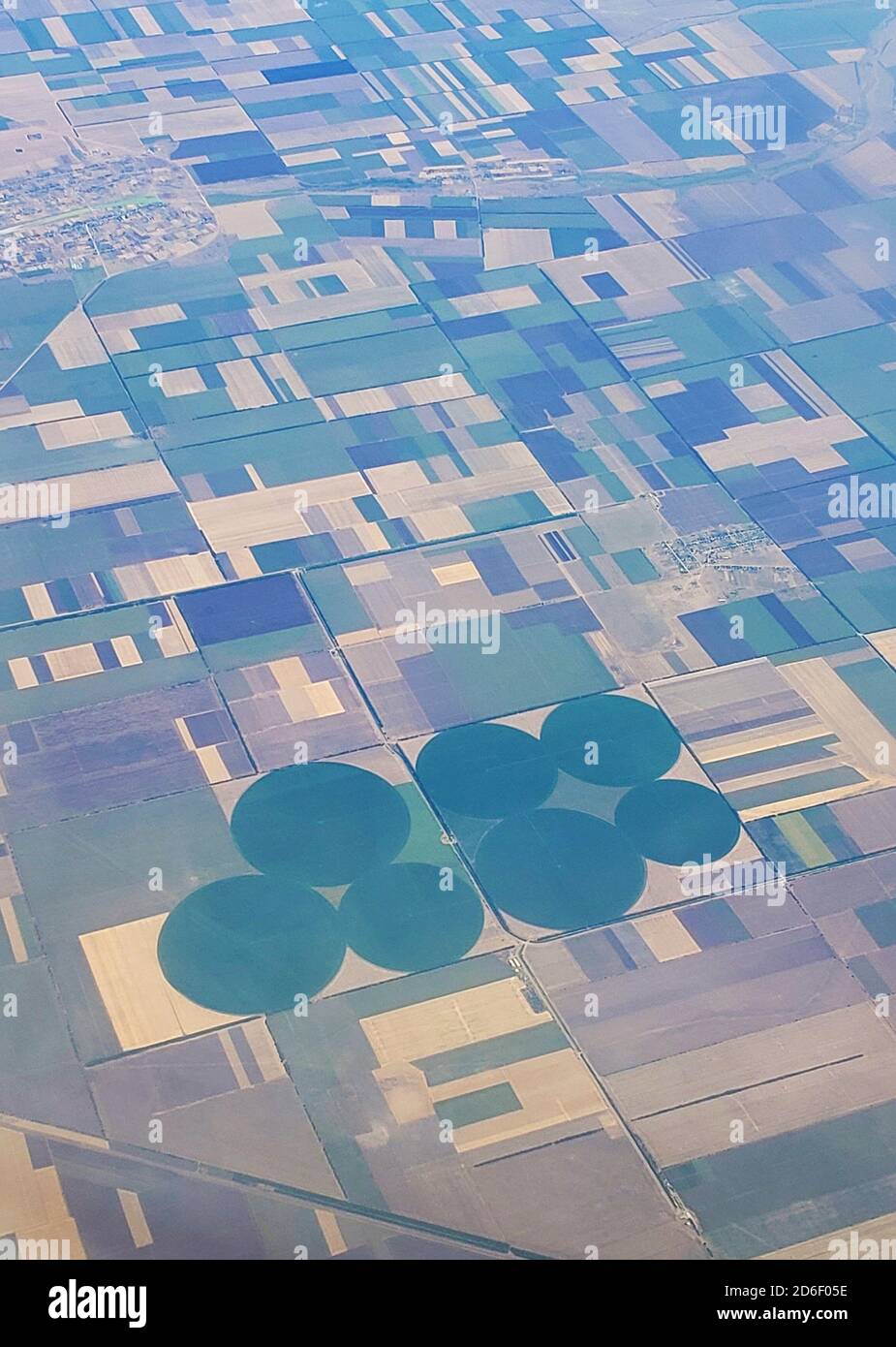The view from the airplane window to the ground. Landscape view from ...