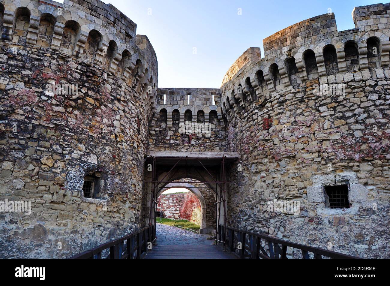Zindan gate and wooden bridge in front of it at Kalemegdan fortress ...