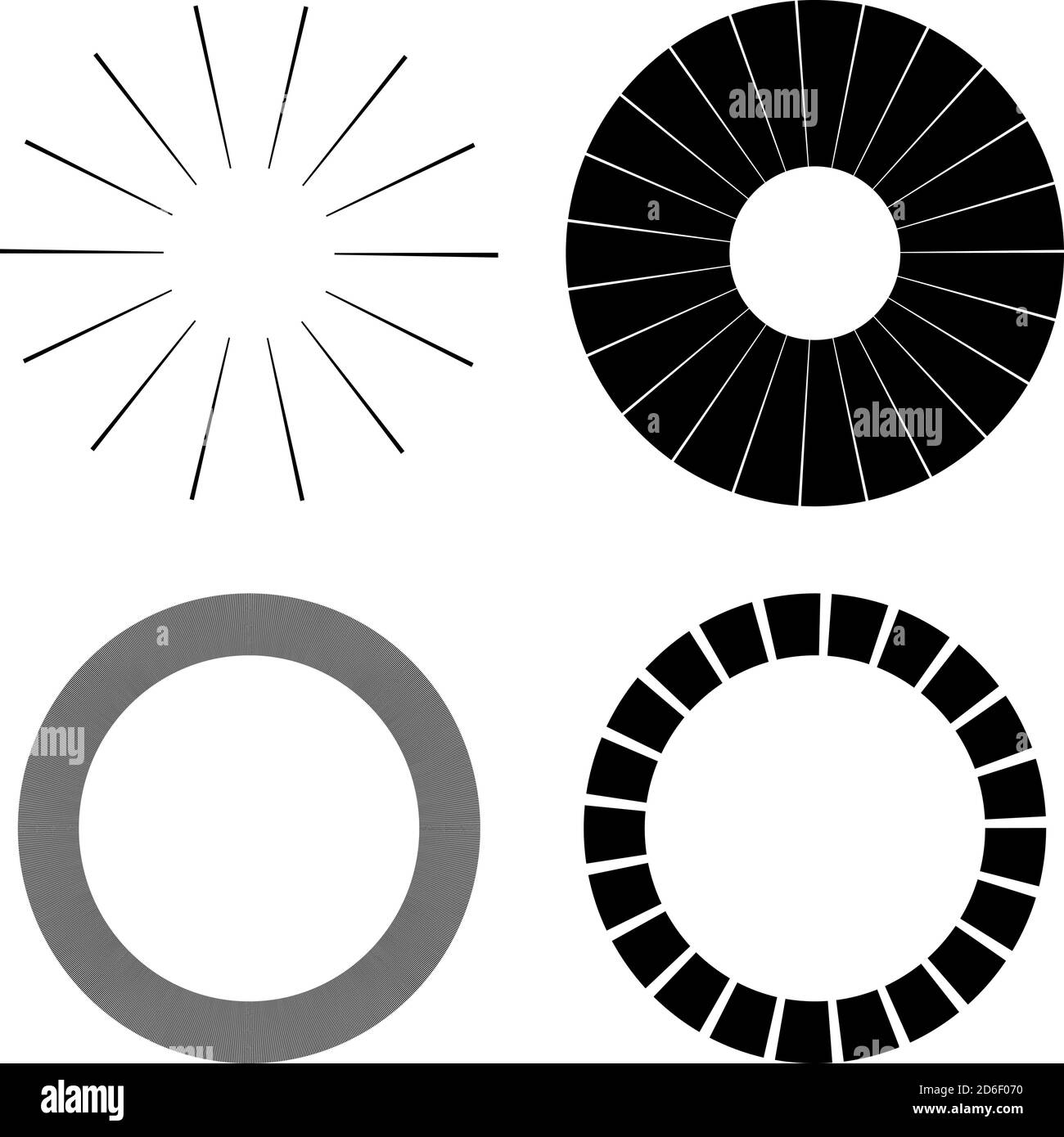 Set of Circular radial, radiating lines, beams, rays. Geometric circle ...