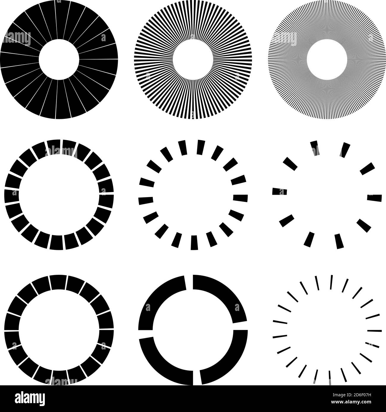 Set of Circular radial, radiating lines, beams, rays. Geometric circle ...