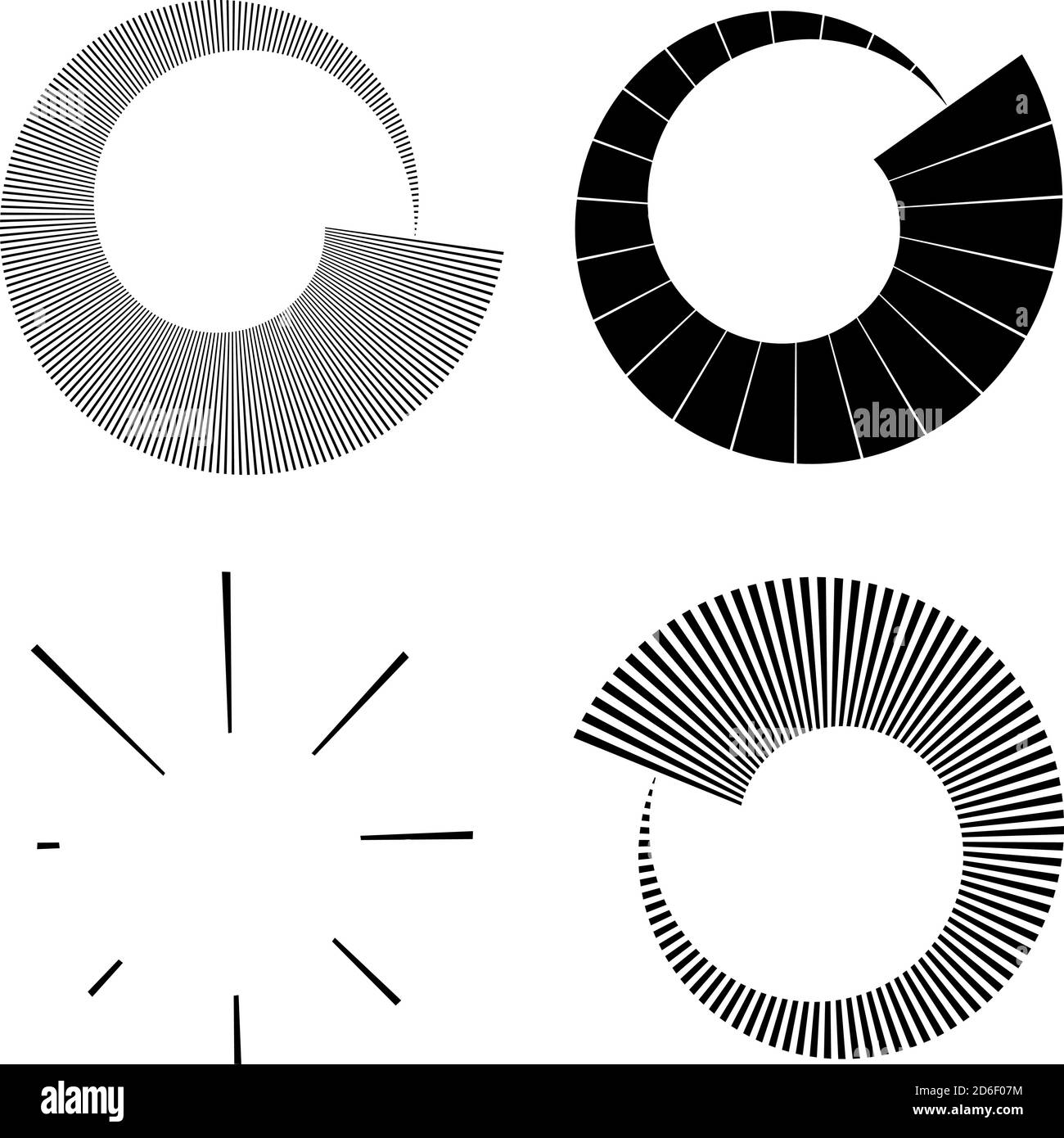 Set of Circular radial, radiating lines, beams, rays. Geometric circle ...