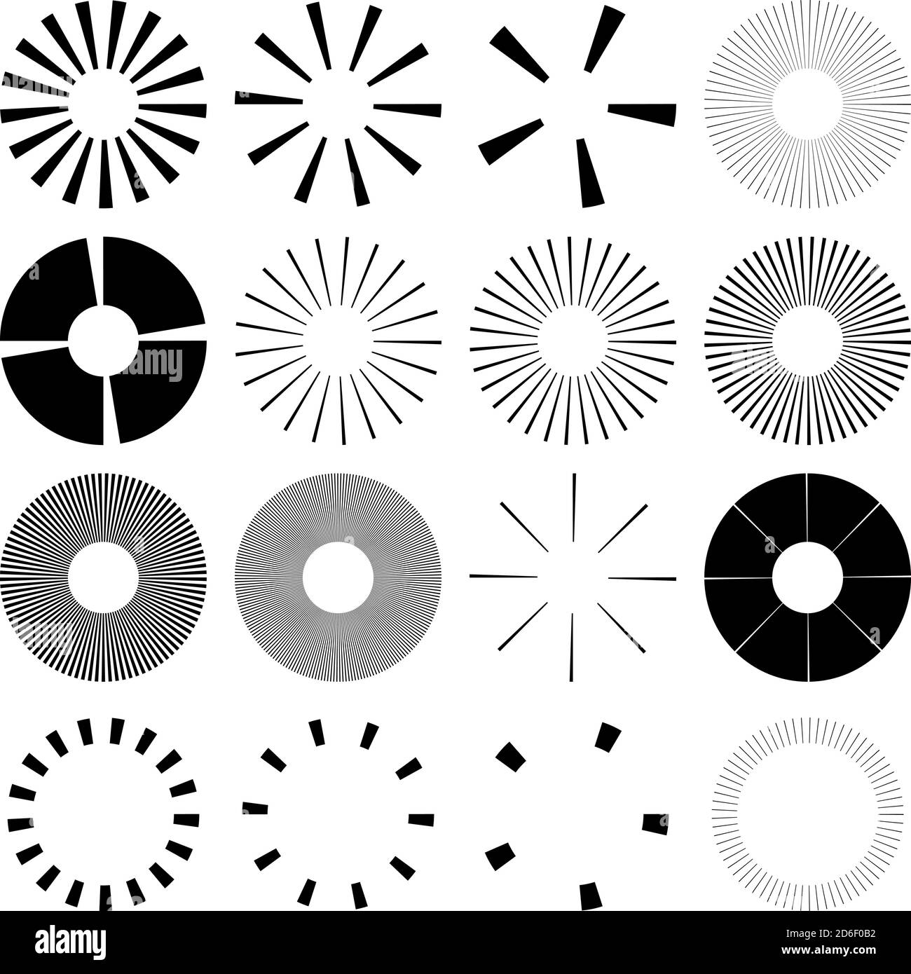 Set of Circular radial, radiating lines, beams, rays. Geometric circle ...
