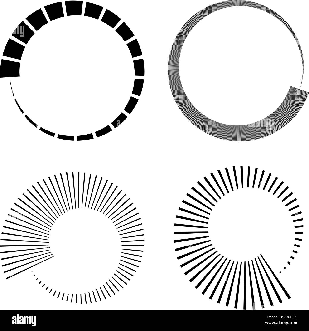 Set of Circular radial, radiating lines, beams, rays. Geometric circle ...