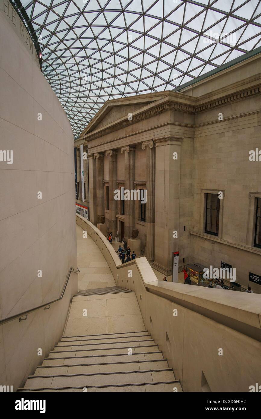 Interior and exhibits from different parts of the famous British Museum ...