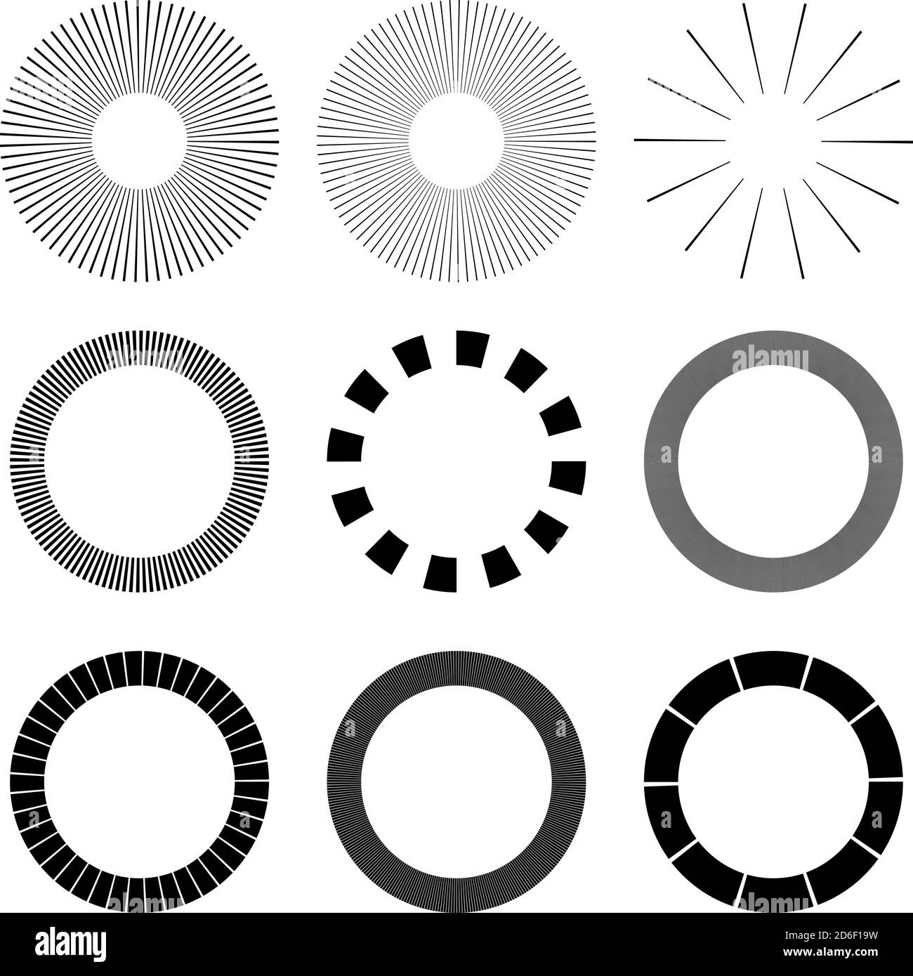 Set of Circular radial, radiating lines, beams, rays. Geometric circle ...