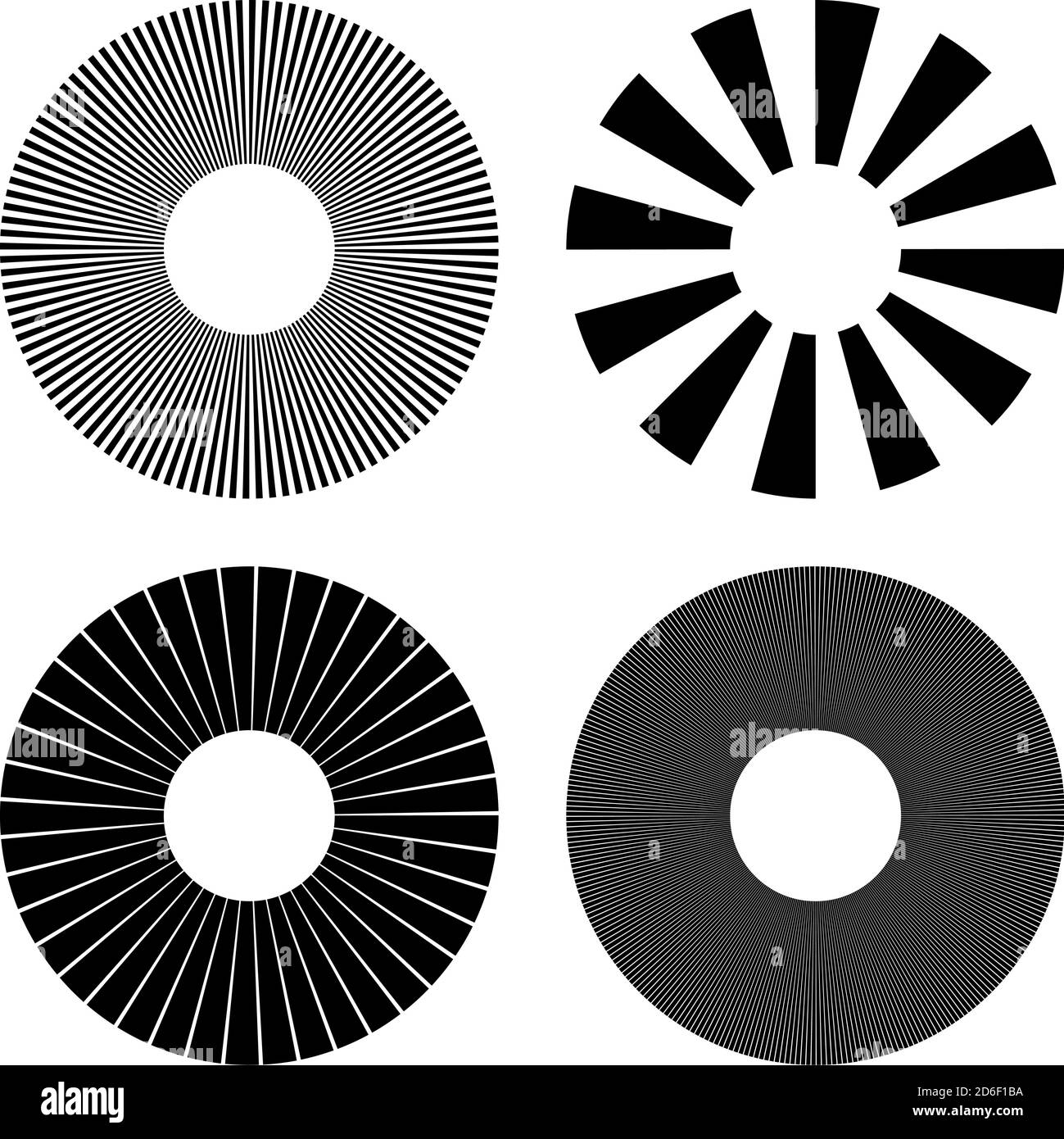 Set of Circular radial, radiating lines, beams, rays. Geometric circle ...