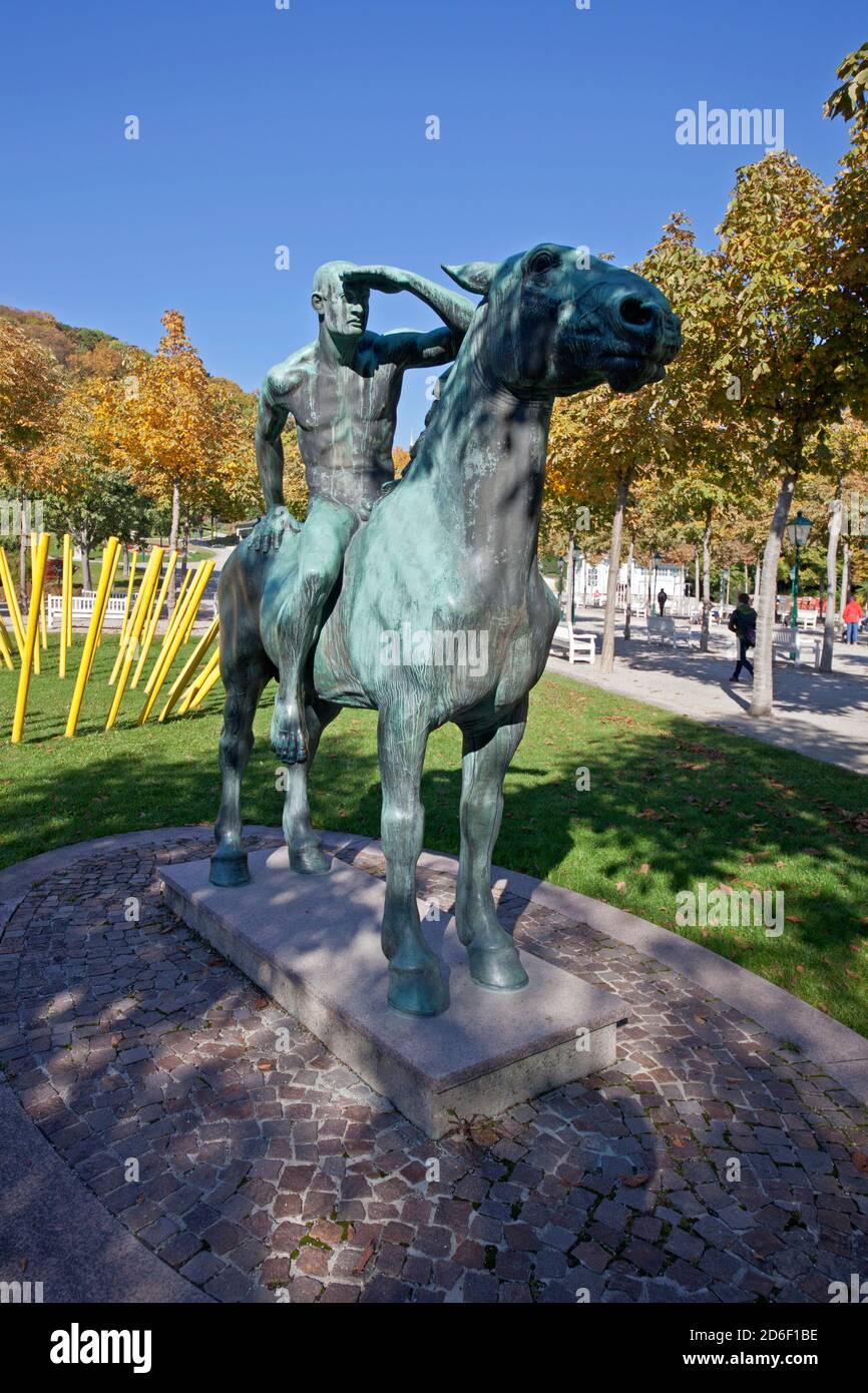 Equestrian monument in Spa gardens, Baden near Vienna Stock Photo - Alamy