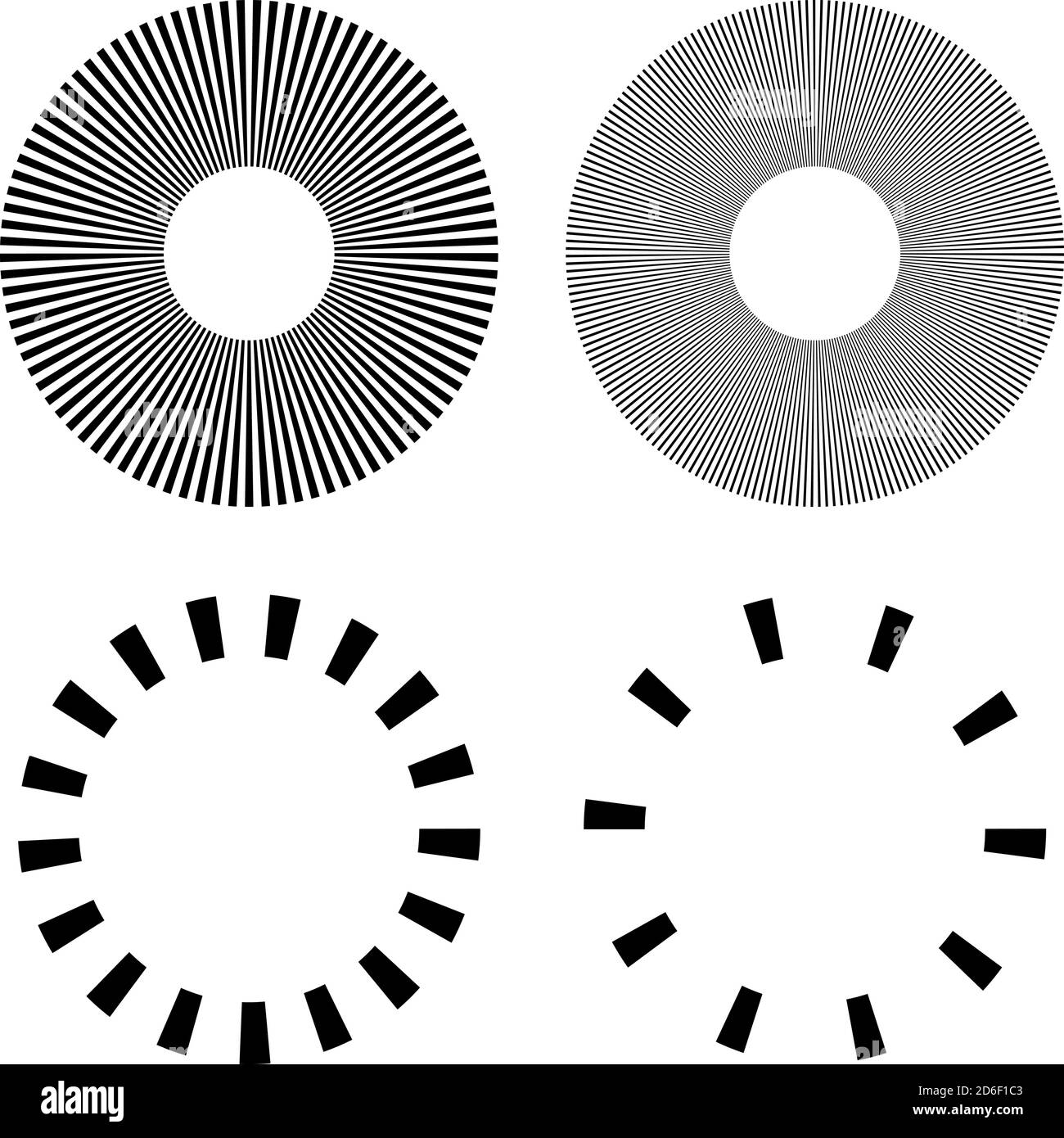 Set of Circular radial, radiating lines, beams, rays. Geometric circle ...