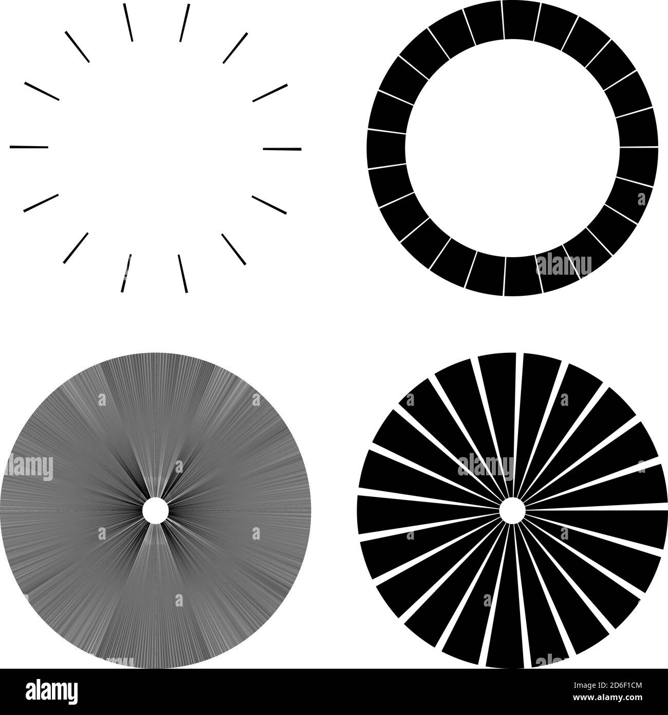 Set of Circular radial, radiating lines, beams, rays. Geometric circle ...