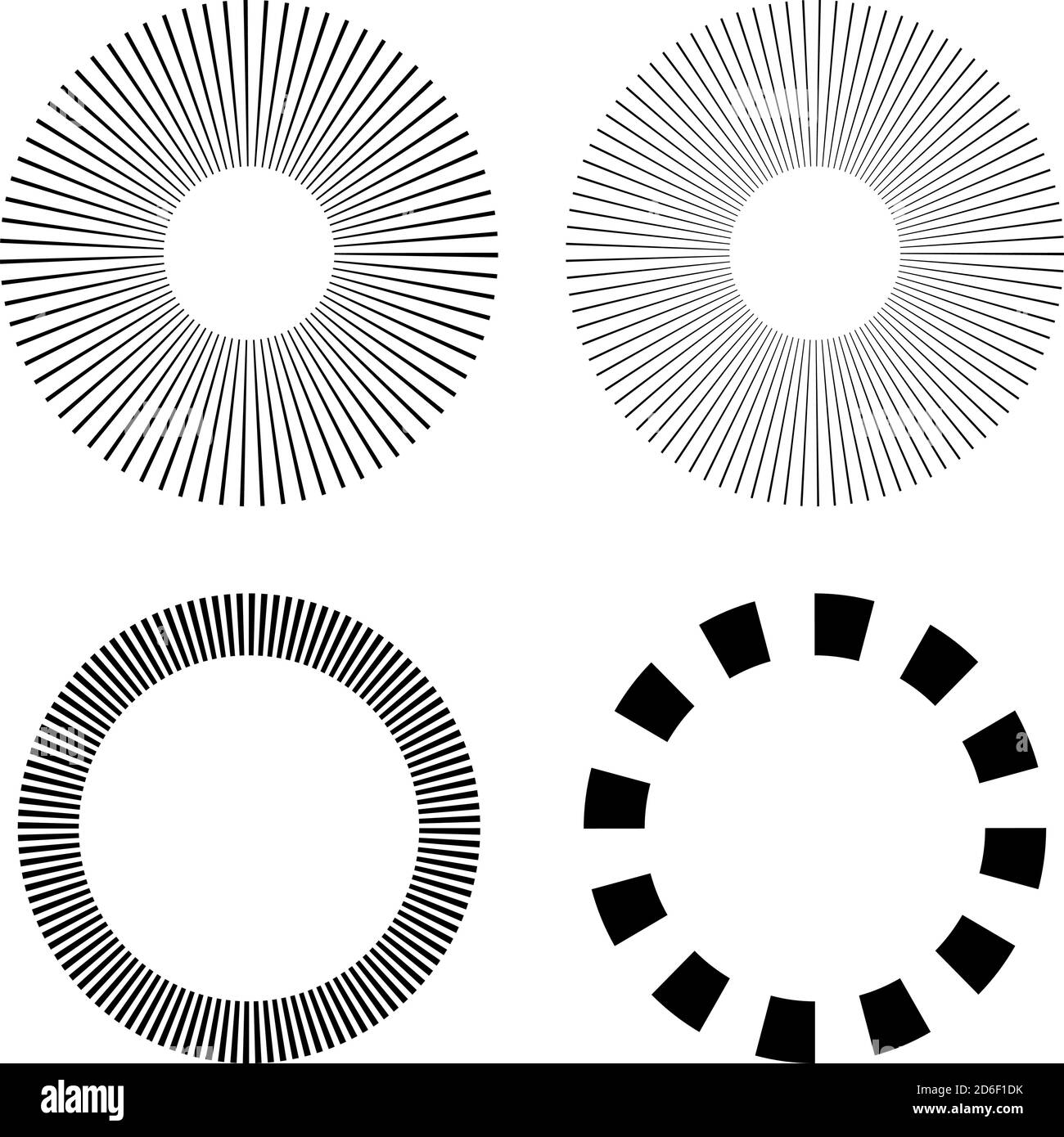 Set of Circular radial, radiating lines, beams, rays. Geometric circle ...