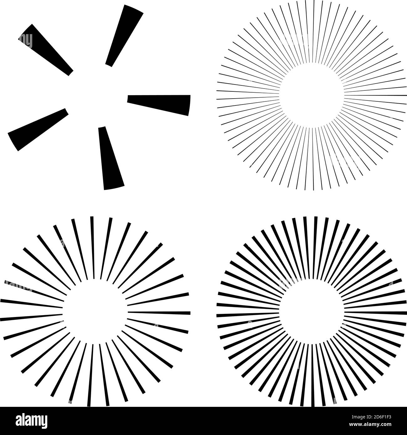 Set of Circular radial, radiating lines, beams, rays. Geometric circle ...