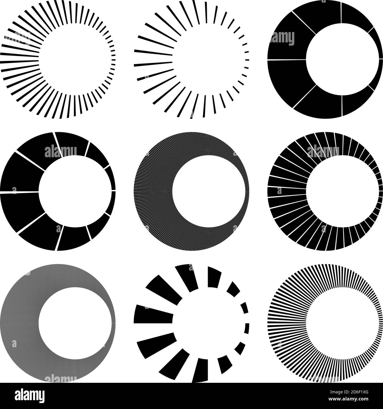 Set of Circular radial, radiating lines, beams, rays. Geometric circle ...