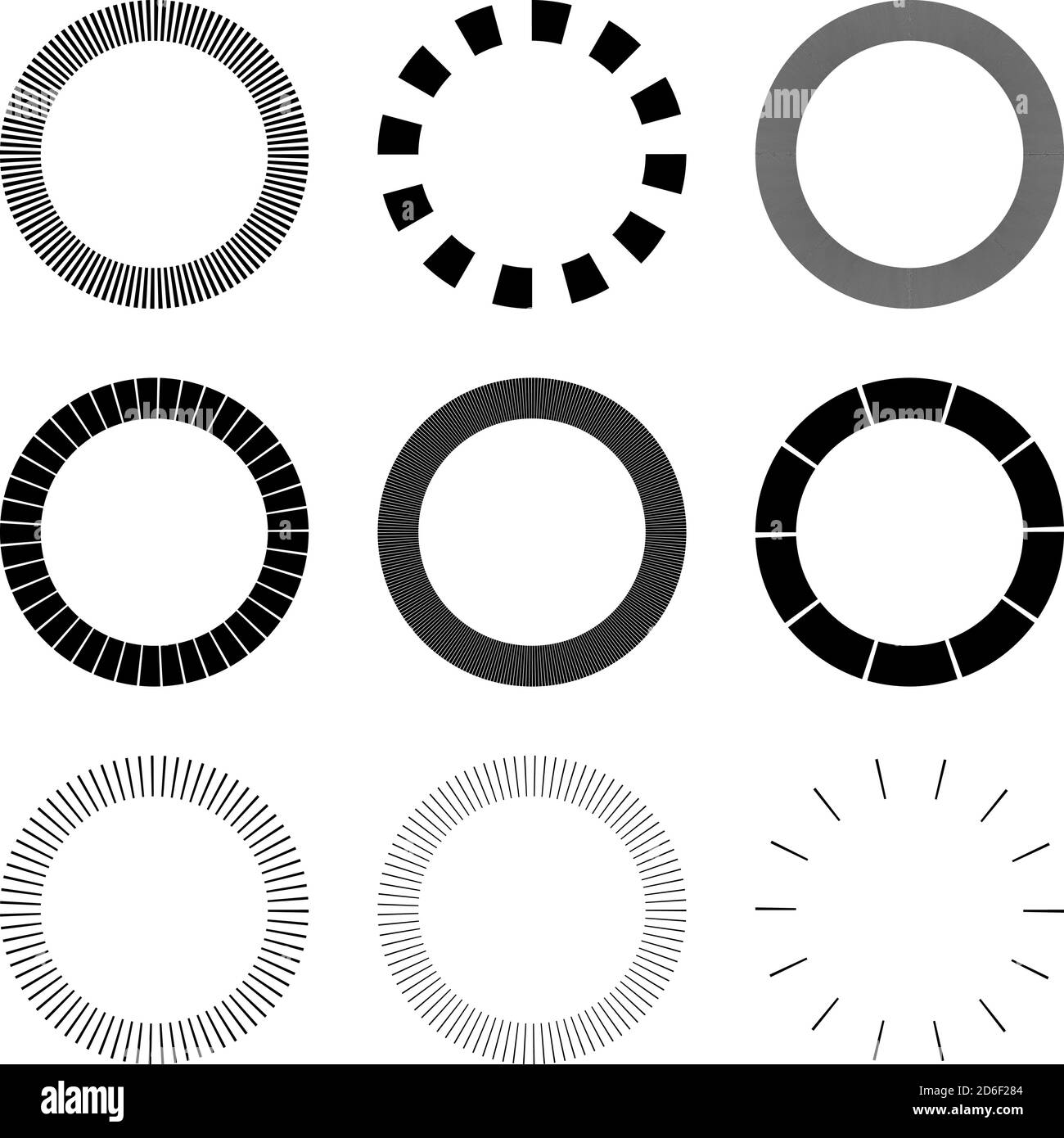 Set of Circular radial, radiating lines, beams, rays. Geometric circle ...