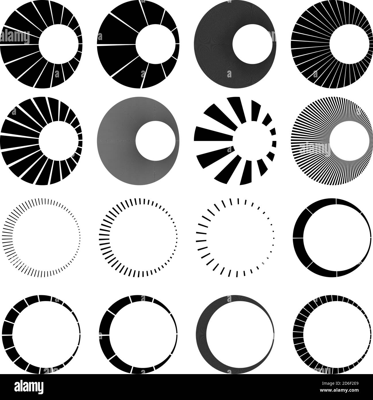 Set of Circular radial, radiating lines, beams, rays. Geometric circle ...
