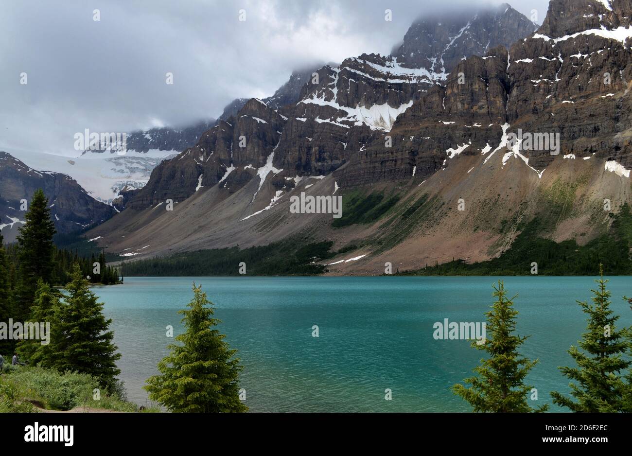 Alberta, Canada - Mountains Sloping into Lake by Highweay 93 in Banff ...