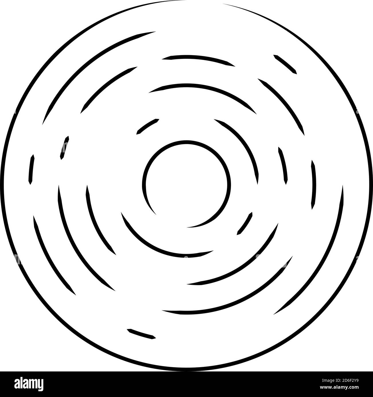 Radial, radiating lines abstract burst element. Concentric whirligig ...