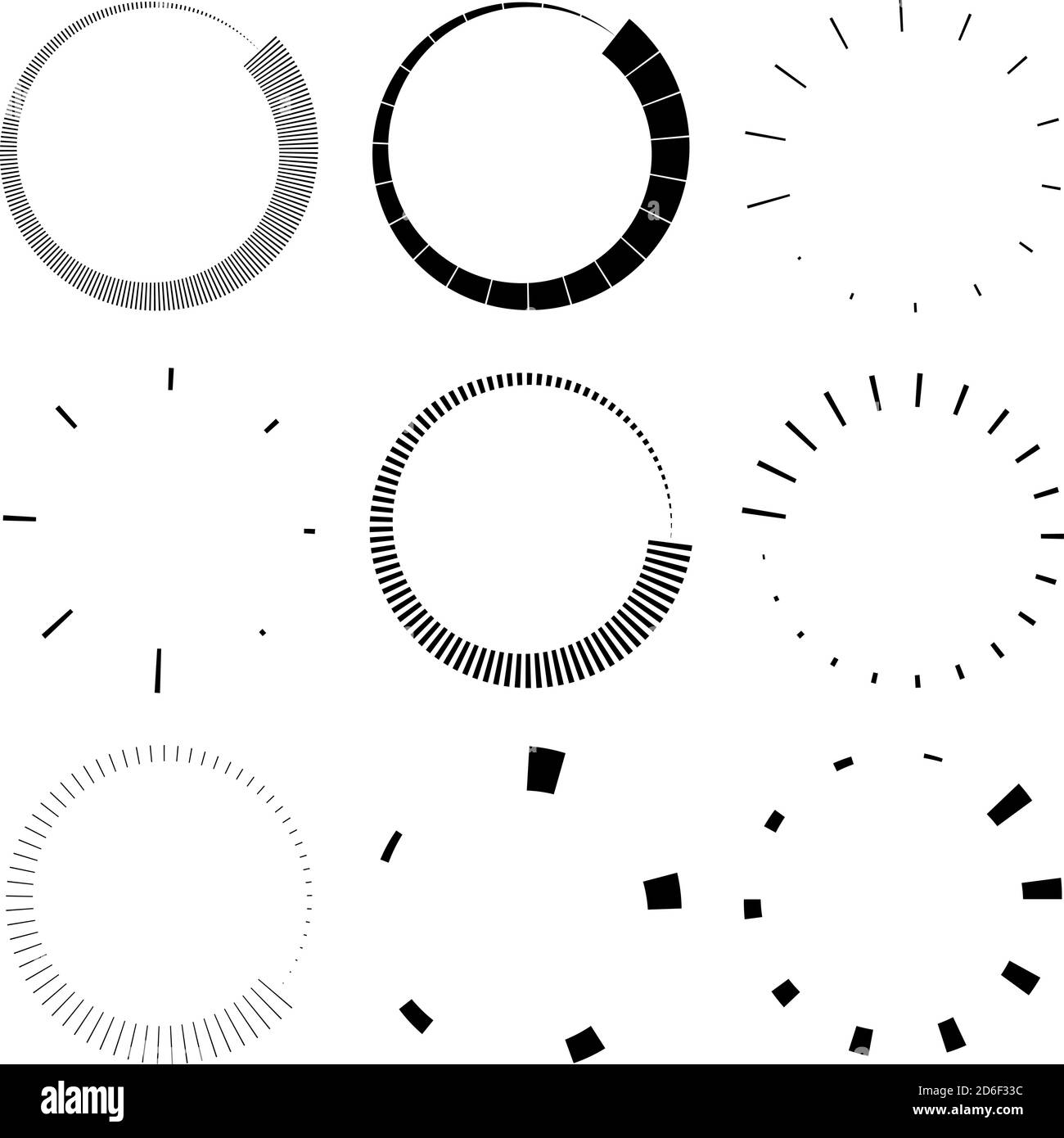Set of Circular radial, radiating lines, beams, rays. Geometric circle ...