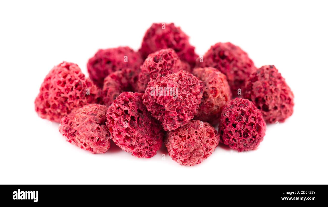 Dried raspberry isolated on white background. Dehydrated raspberry ...