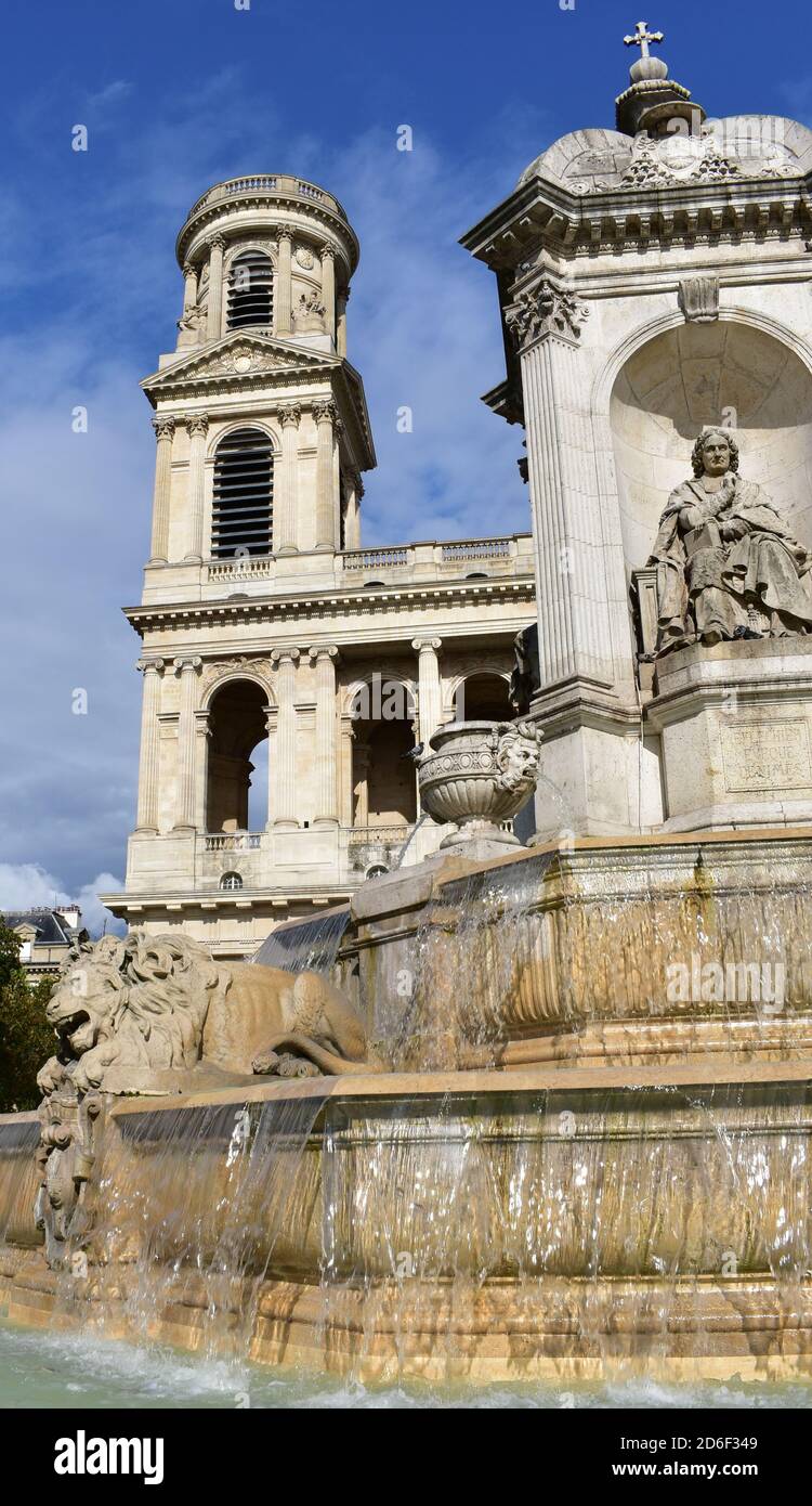 Eglise Saint-Sulpice de Paris neoclassical facade and towers with ...