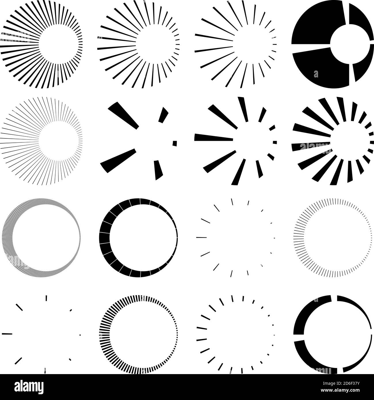 Set of Circular radial, radiating lines, beams, rays. Geometric circle ...