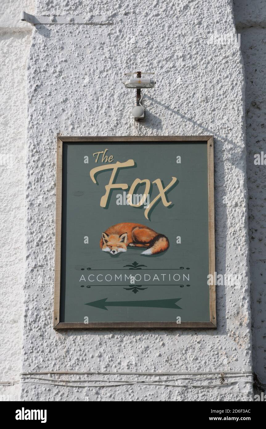 The Fox inn sign, Willian, Hertfordshire Stock Photo - Alamy