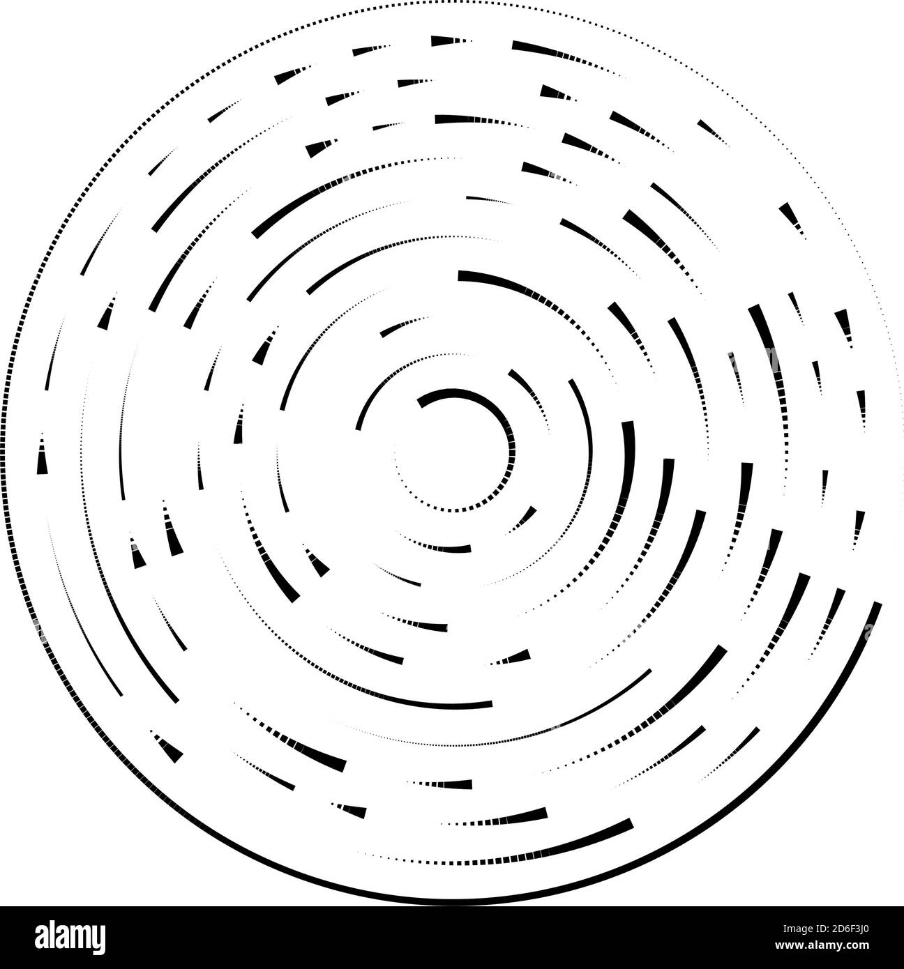 Radial, radiating lines abstract burst element. Concentric whirligig ...
