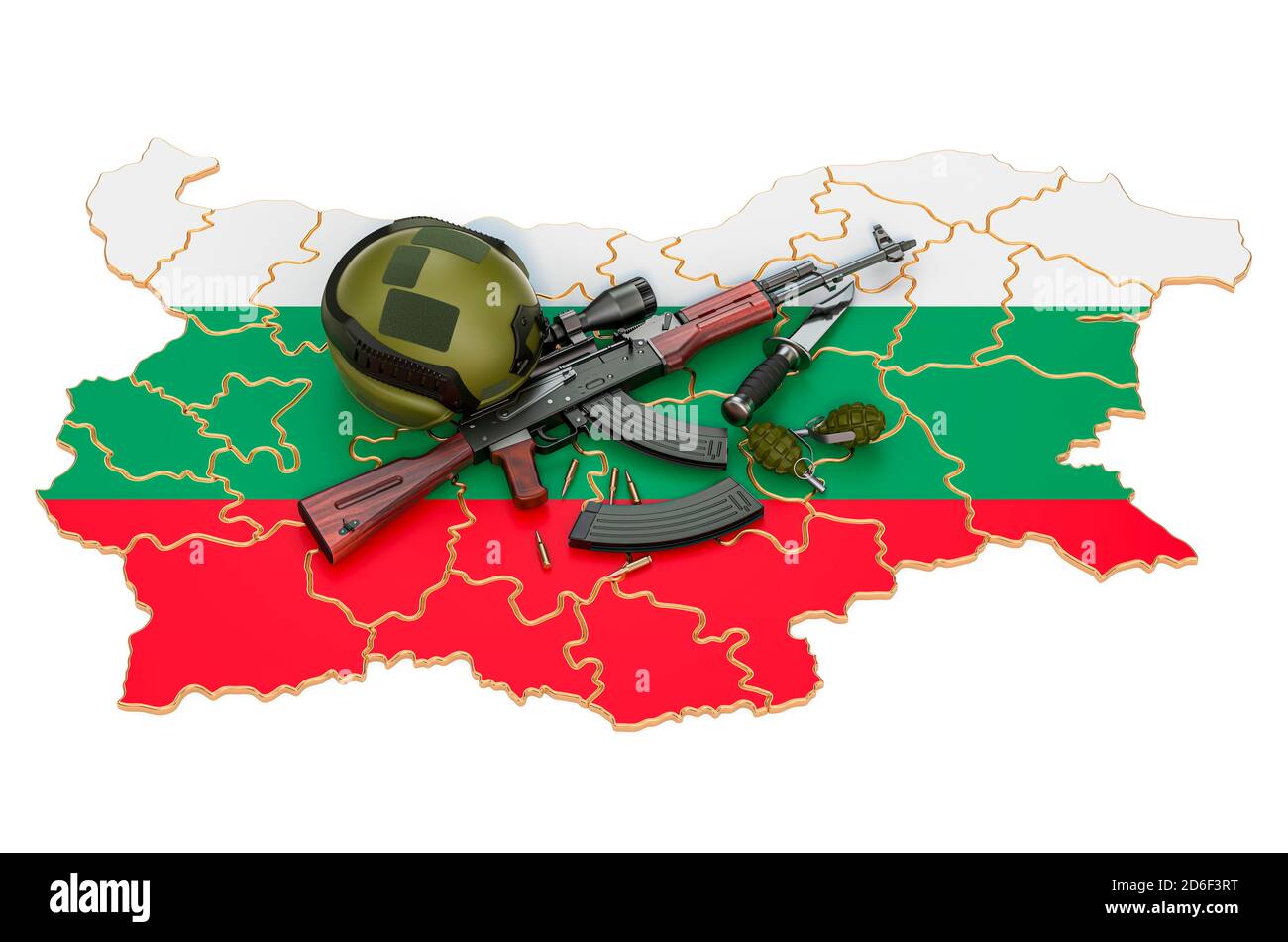 Military force, army or war conflict in Bulgaria concept. 3D rendering ...