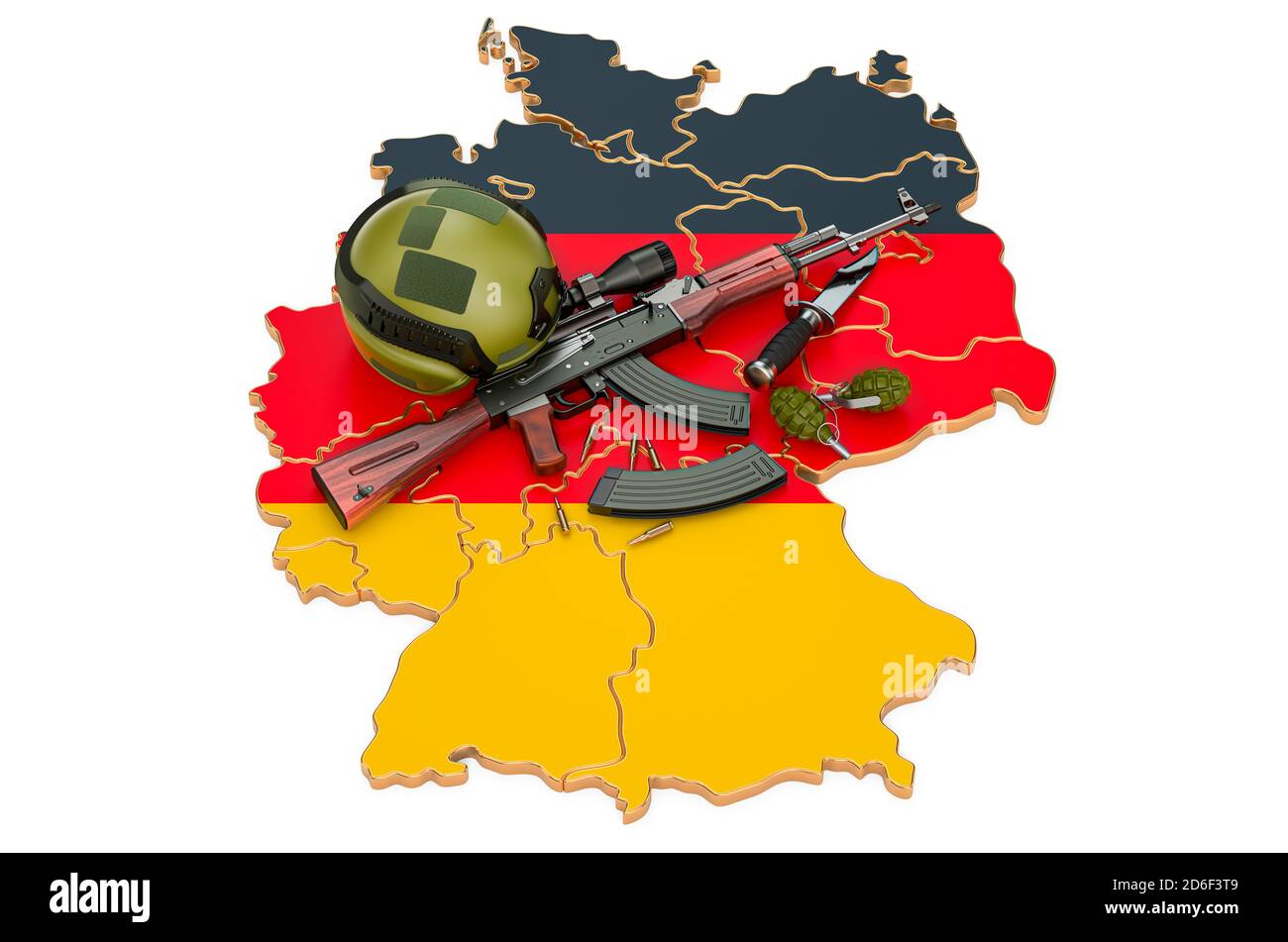 Military force, army or war conflict in Germany concept. 3D rendering ...