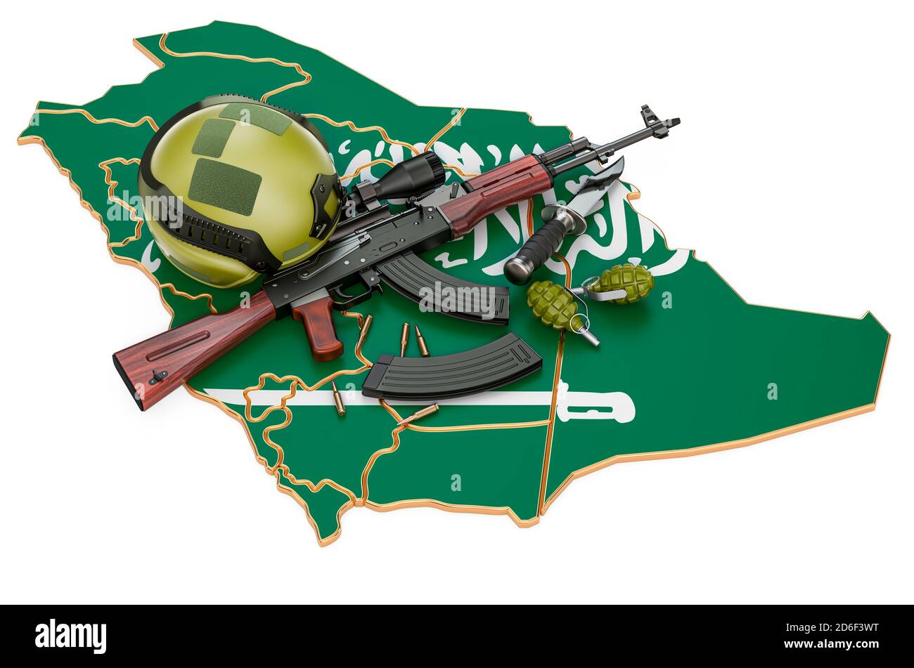 Military force, army or war conflict in Saudi Arabia concept. 3D ...