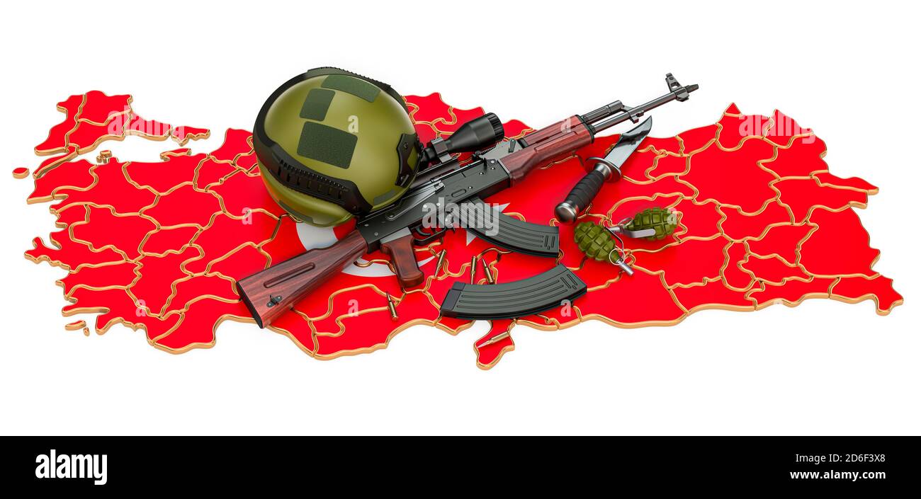 Military force, army or war conflict in Turkey concept. 3D rendering ...