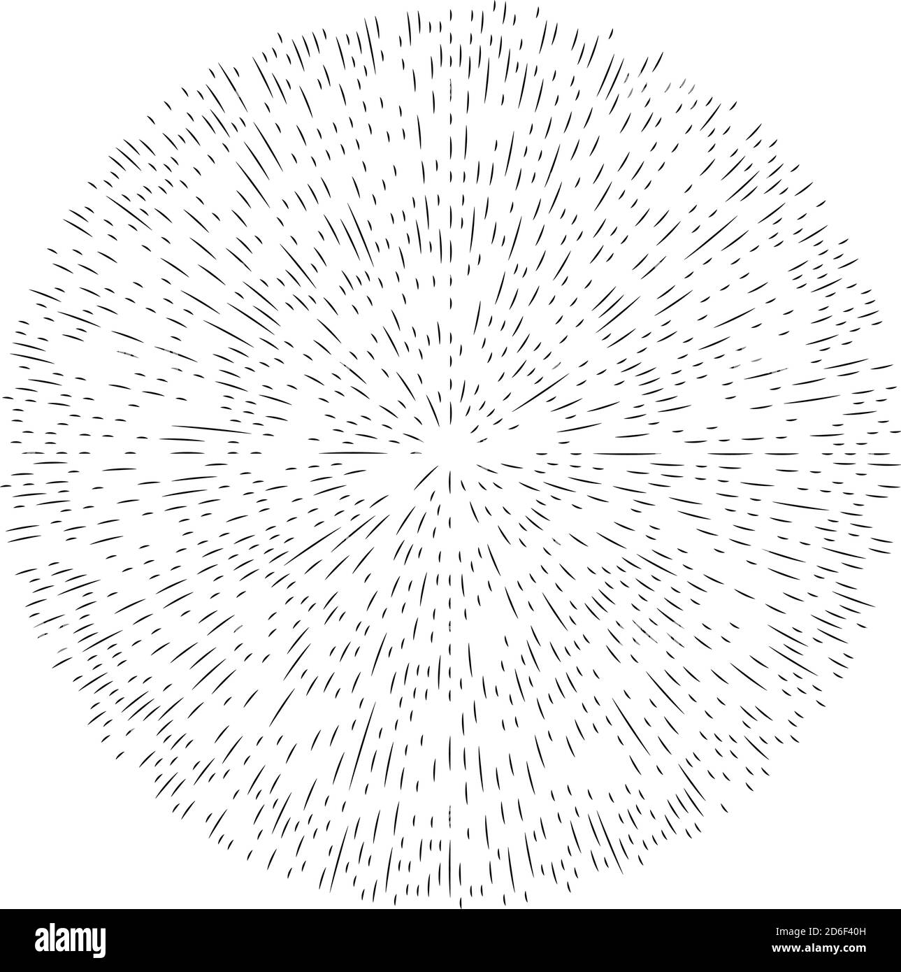 Radial, radiating lines abstract burst element. Concentric whirligig ...