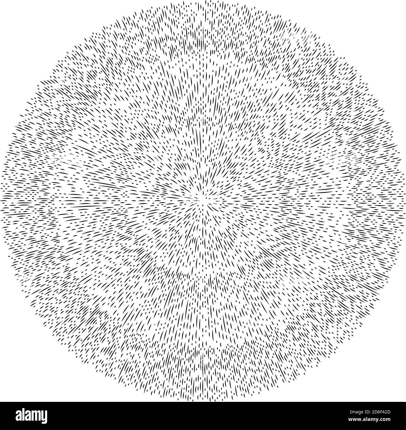 Radial, radiating lines abstract burst element. Concentric whirligig ...