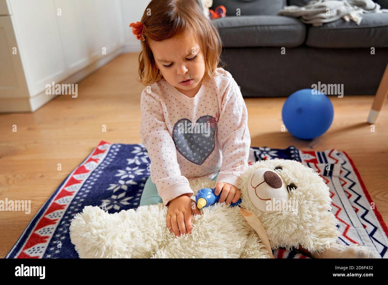 Beautiful with child play doctor at home. Child play doctor for ...