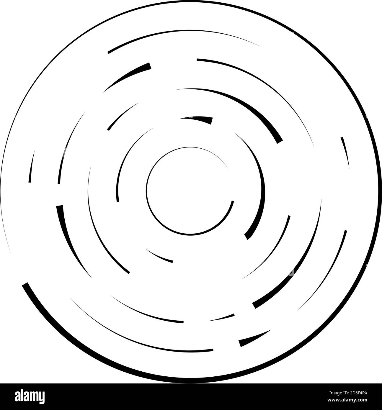 Radial, radiating lines abstract burst element. Concentric whirligig ...