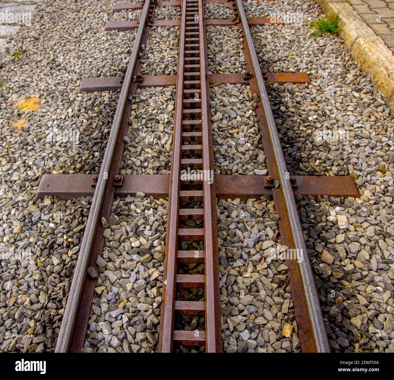 Cog railway train tracks in the Swiss Alps Stock Photo - Alamy