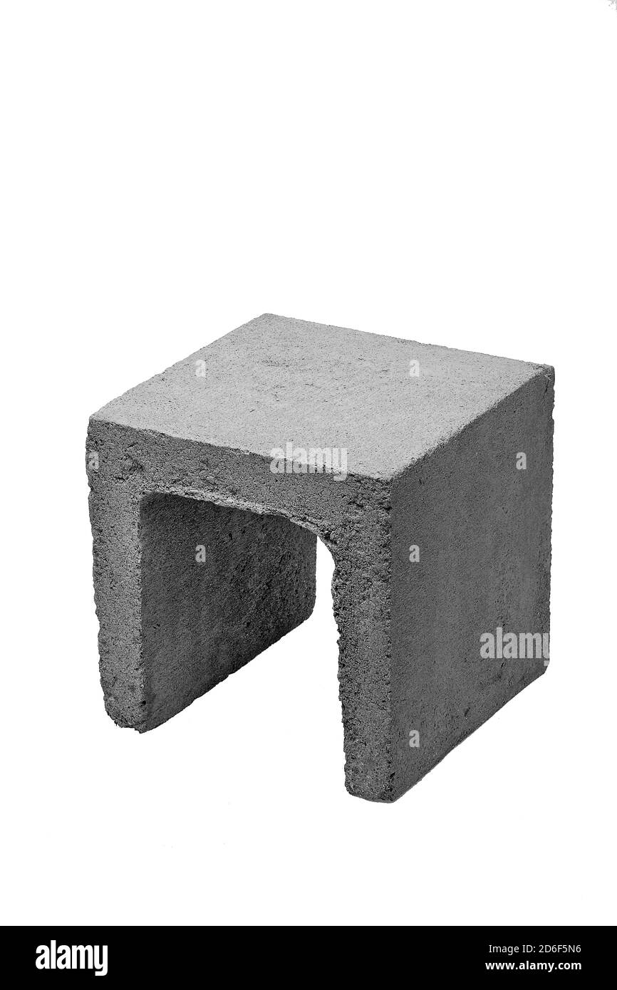 types of concrete blocks on white background Stock Photo - Alamy