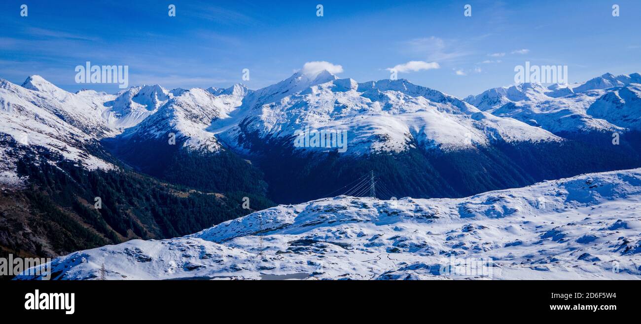 The glaciers in the Swiss Alps - snow covered mountains in Switzerland ...