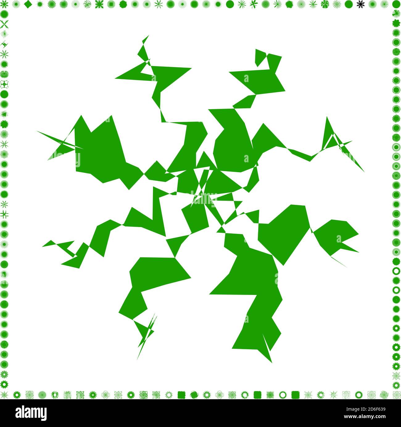Green, organic-angular geometric generative art shapes, abstract vector ...