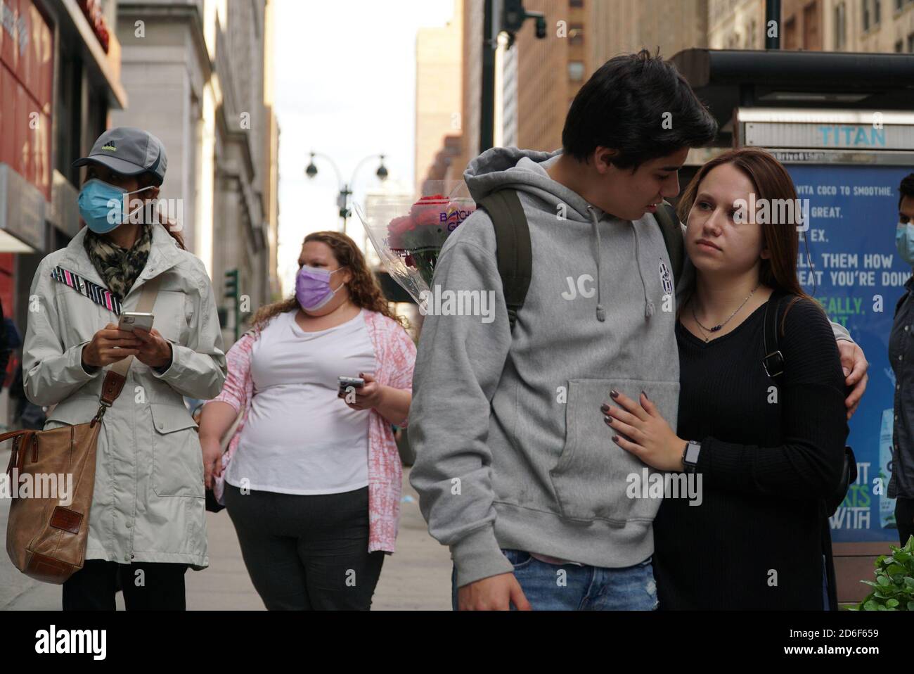 New York, New York, USA. 2nd Oct, 2020. A young couple out on the ...