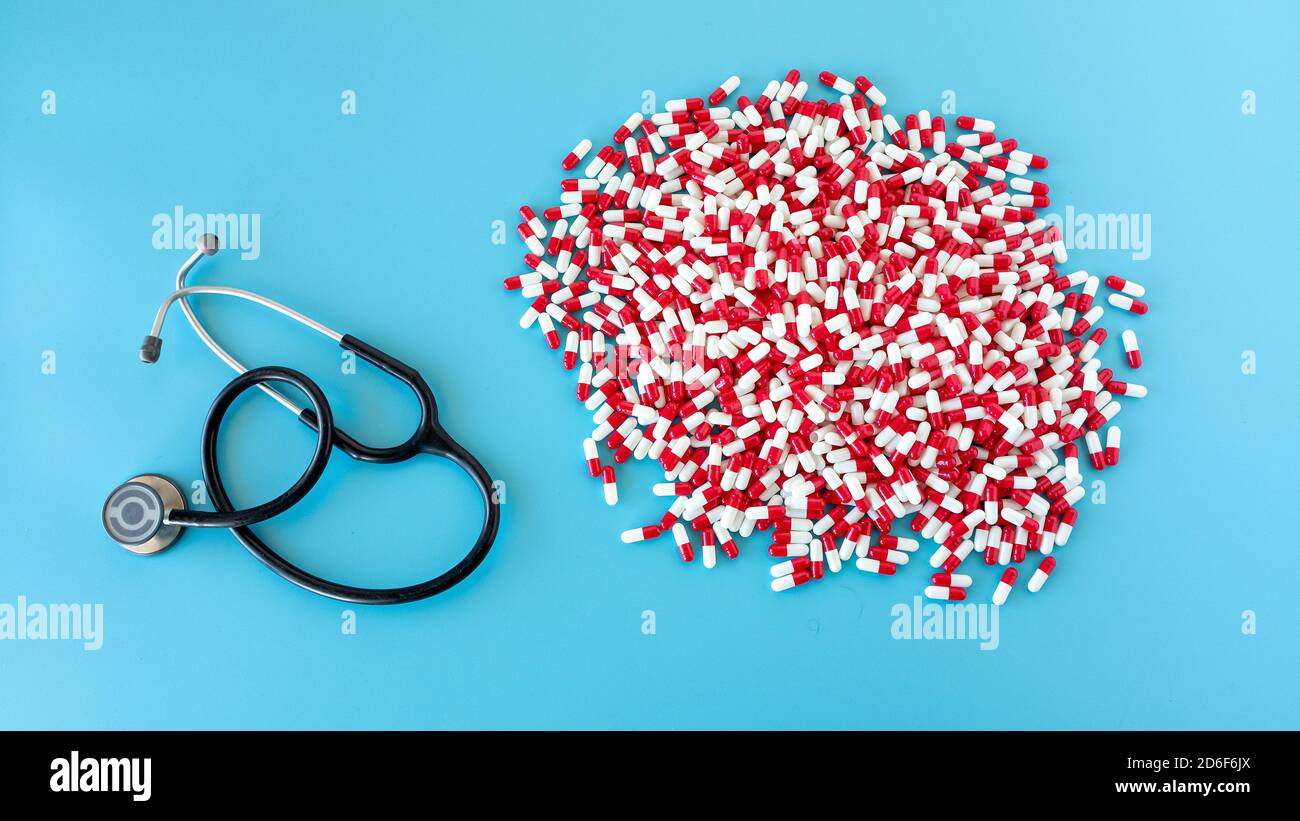 Closeup shot of capsule medications and a stethoscope Stock Photo - Alamy