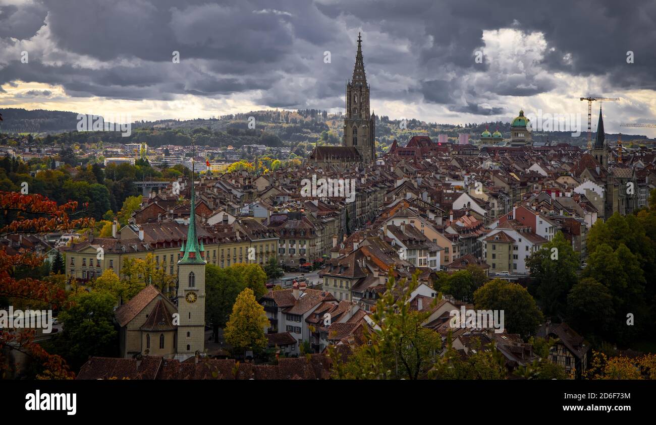Panoramic view over the city of Bern - the capital city of Switzerland ...