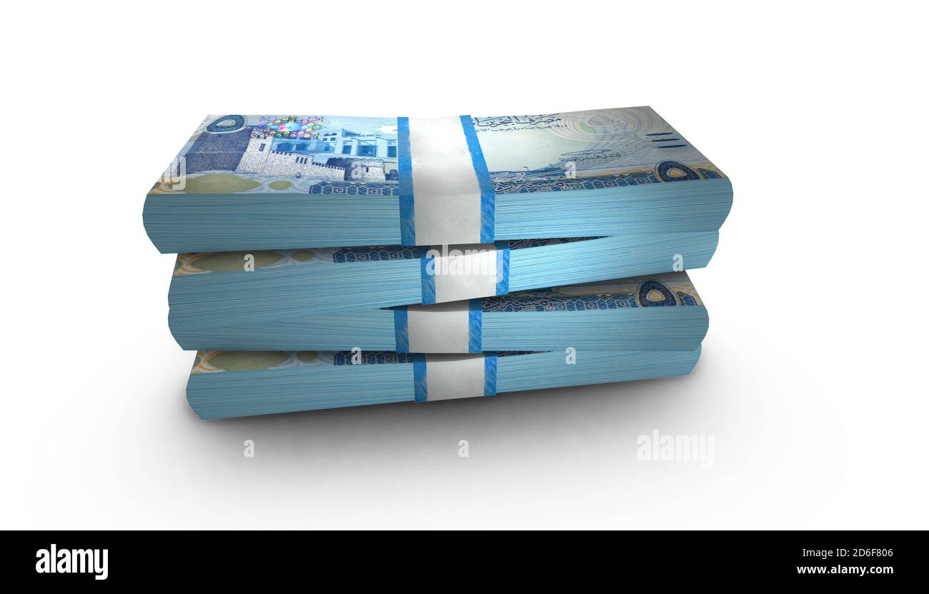 3D illustration of Bahraini dinar bills stacks background Stock Photo ...