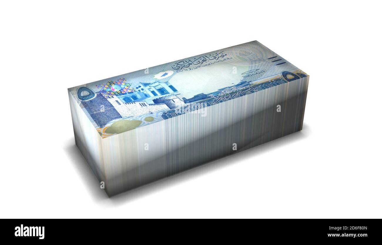3D illustration of Bahraini dinar bills stacks background Stock Photo ...