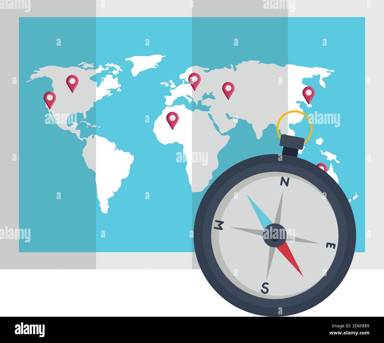 compass and world map vector design Stock Vector Image & Art - Alamy