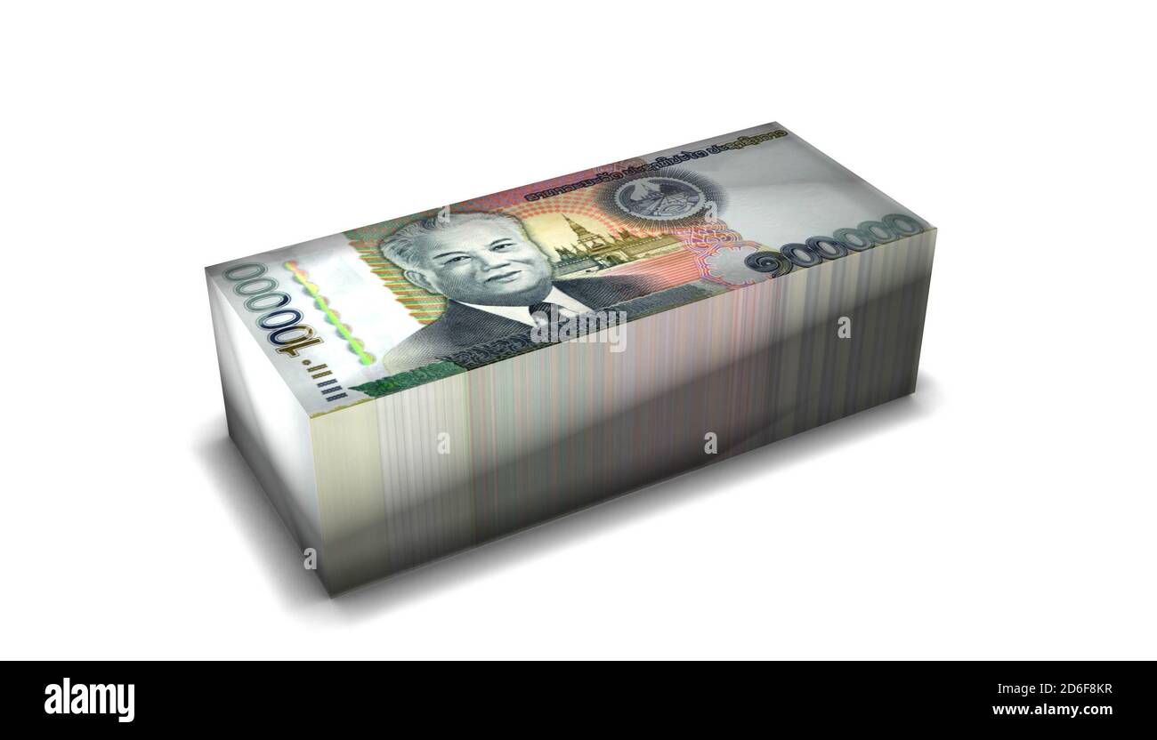 3D illustration of Lao kip bills stacks background Stock Photo - Alamy