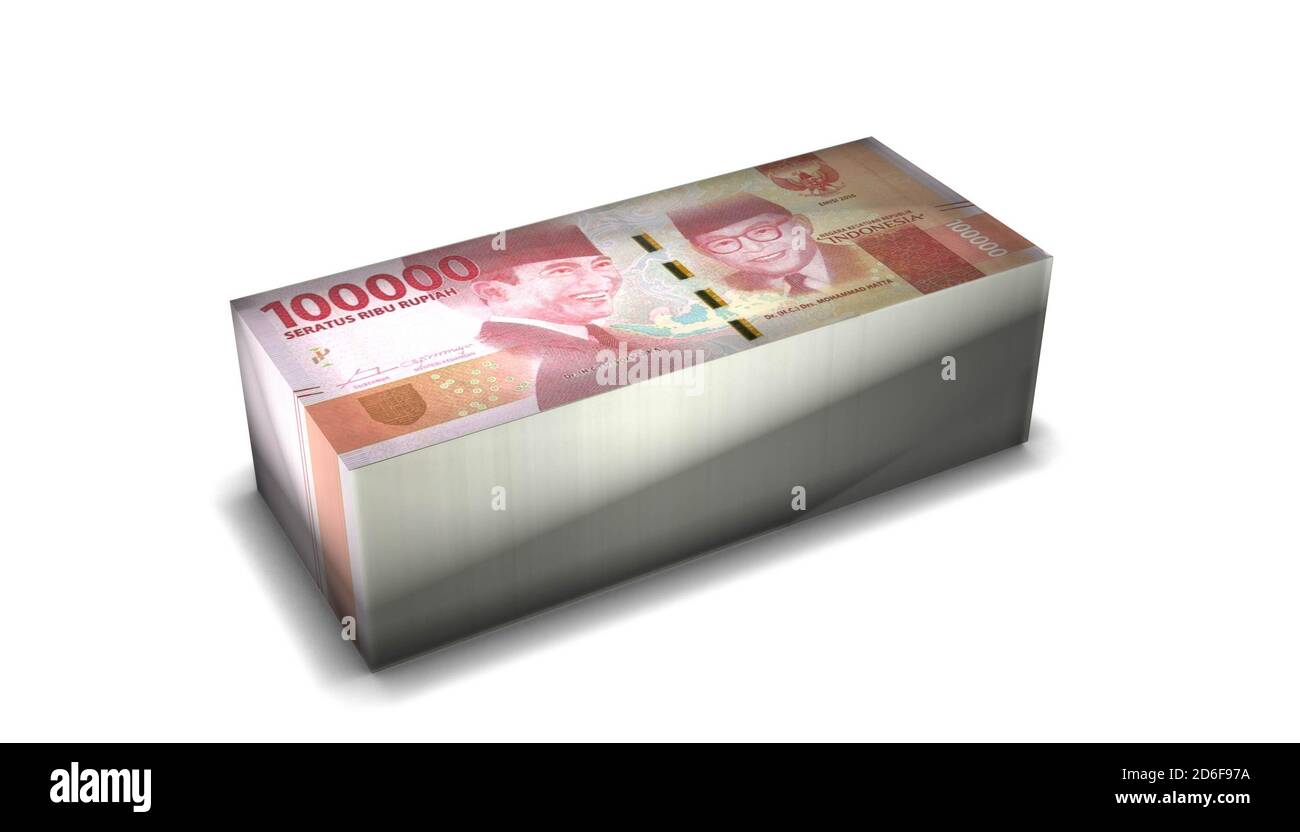 3D illustration of Indonesian rupiah bills stacks background Stock ...