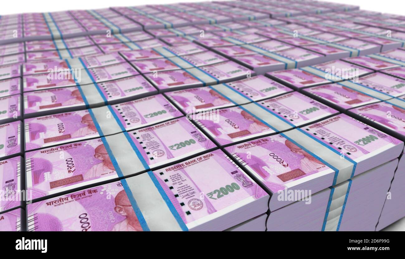 3D illustration of Indian rupee bills stacks background Stock Photo - Alamy