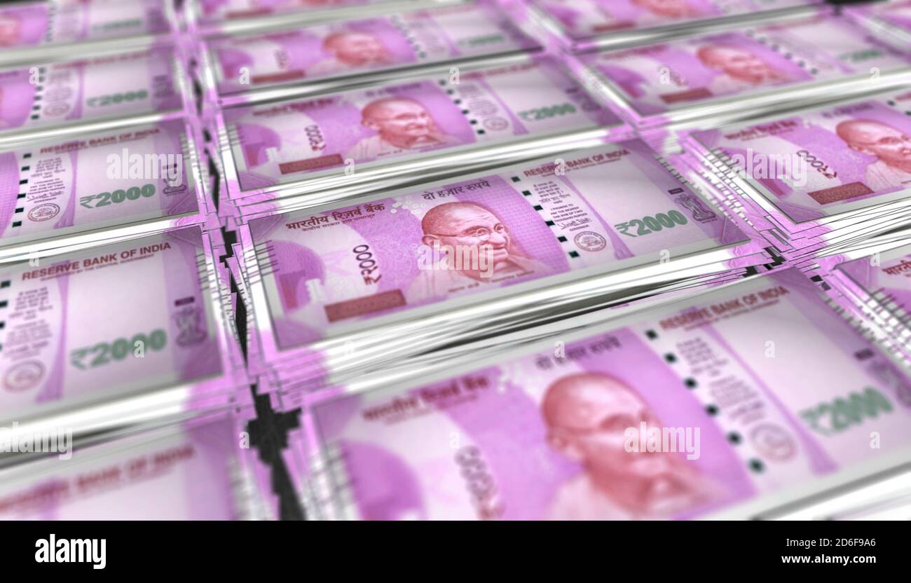 3D illustration of Indian rupee bills stacks background Stock Photo - Alamy