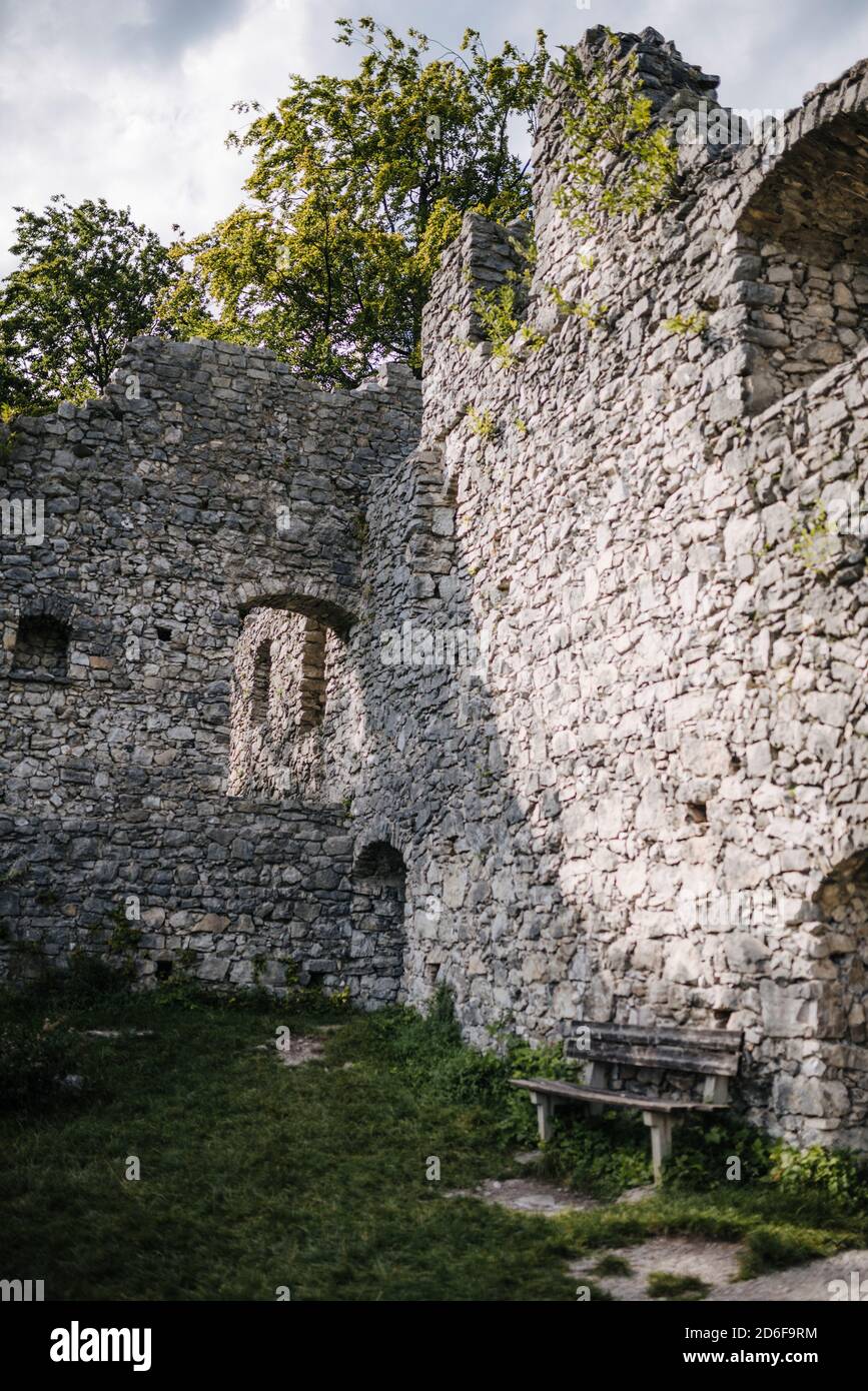 Remains of the wall of the Werdenfels castle ruins, Garmisch ...