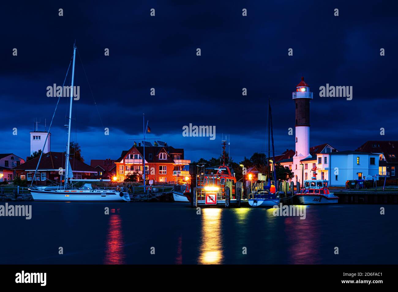 Night impression at the port of Timmendorf, Poel Island Stock Photo - Alamy